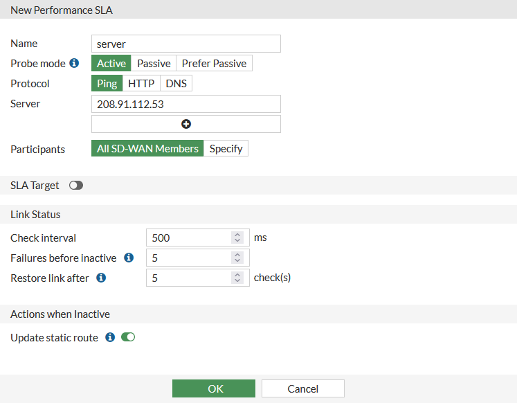 Configuring performance SLA and SD-WAN rules | FortiGate / FortiOS 7.2.5 | Fortinet Document Library